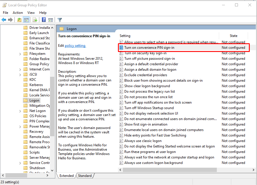 How to enable and disable the Windows PIN